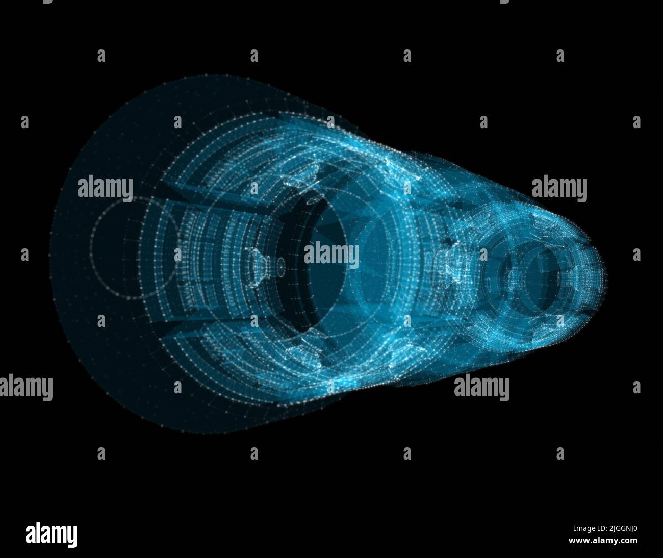 A glowing hologram of a mechanical object Stock Photo - Alamy