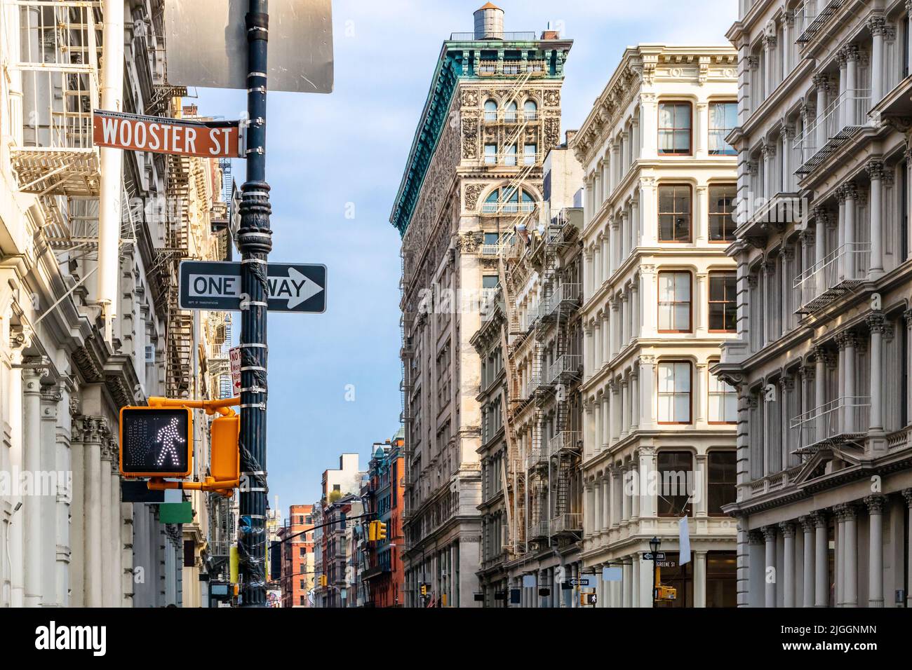 Block of old buildings on Broome and Wooster Streets in the historic ...