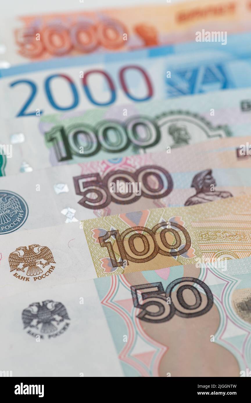 Russian rubles background. Money background and texture. Banknotes of ...