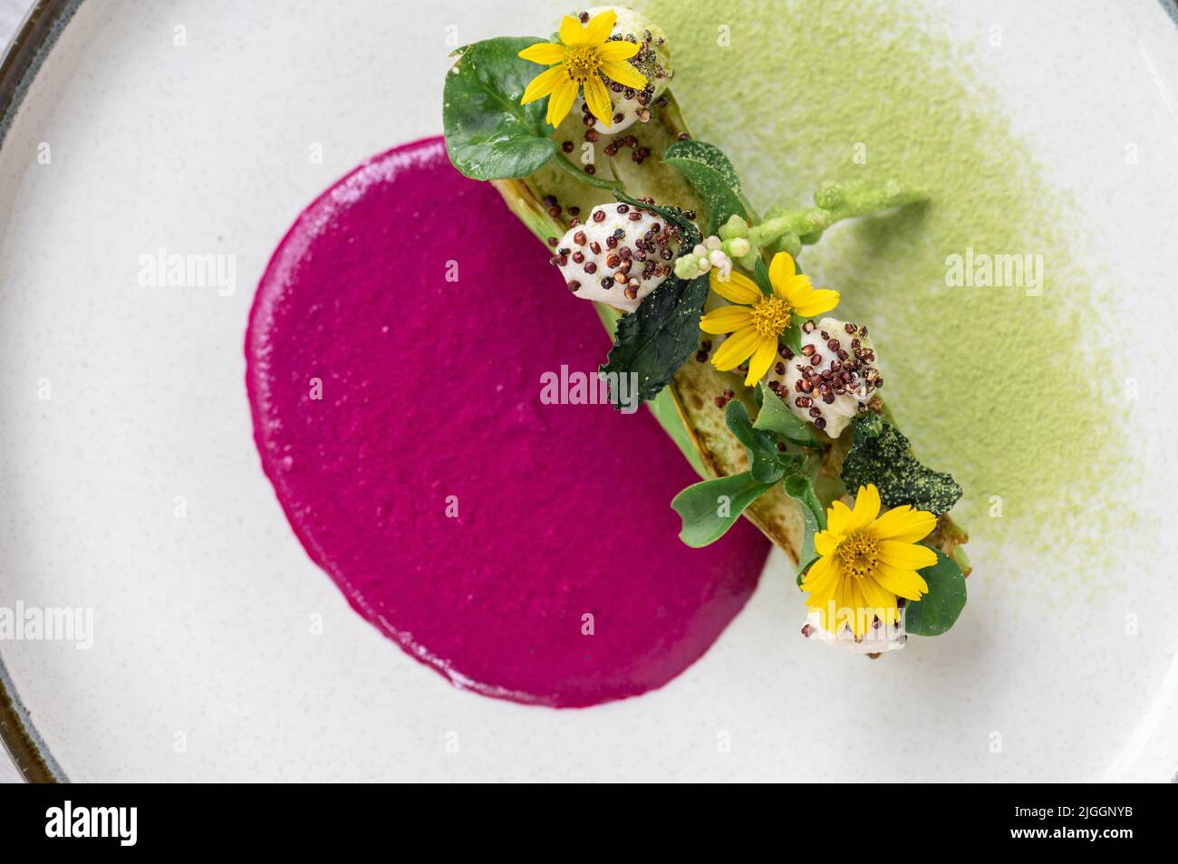 Plant based vegan dessert. Creative presentation of food Stock Photo ...