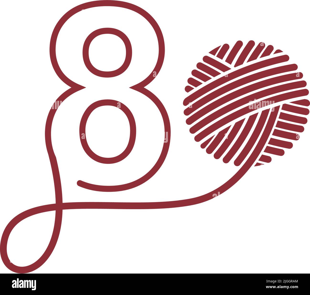 Number 8 and skein of yarn icon design illustration vector Stock Vector ...