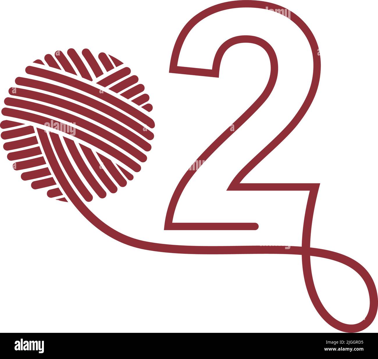 Number 2 and skein of yarn icon design illustration vector Stock Vector ...