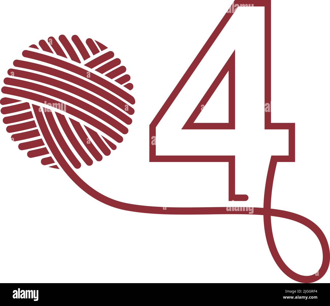 Number 4 and skein of yarn icon design illustration vector Stock Vector ...