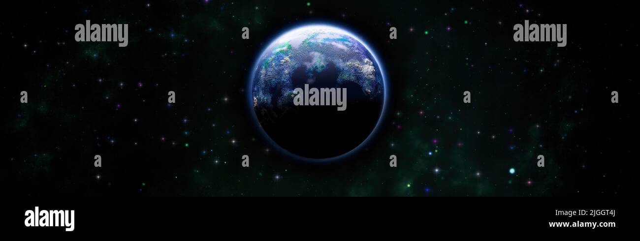 Earth and galaxies in space. Science fiction art Stock Photo - Alamy