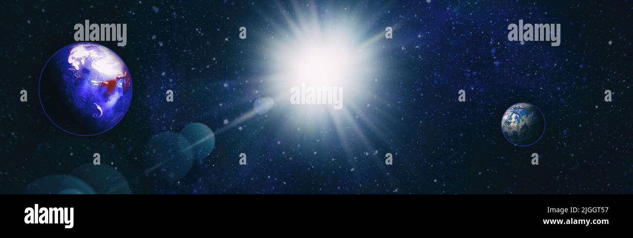 Earth and galaxies in space. Science fiction art Stock Photo - Alamy