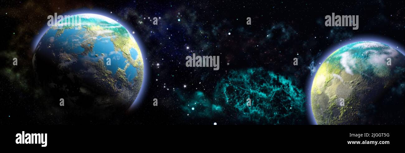 Outer space. Science fiction cosmos. planets, stars and galaxies in ...