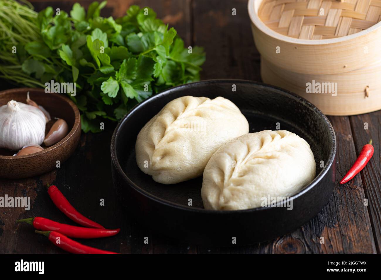 Traditional Korean steamed pie, pyanse or pigodi Stock Photo - Alamy