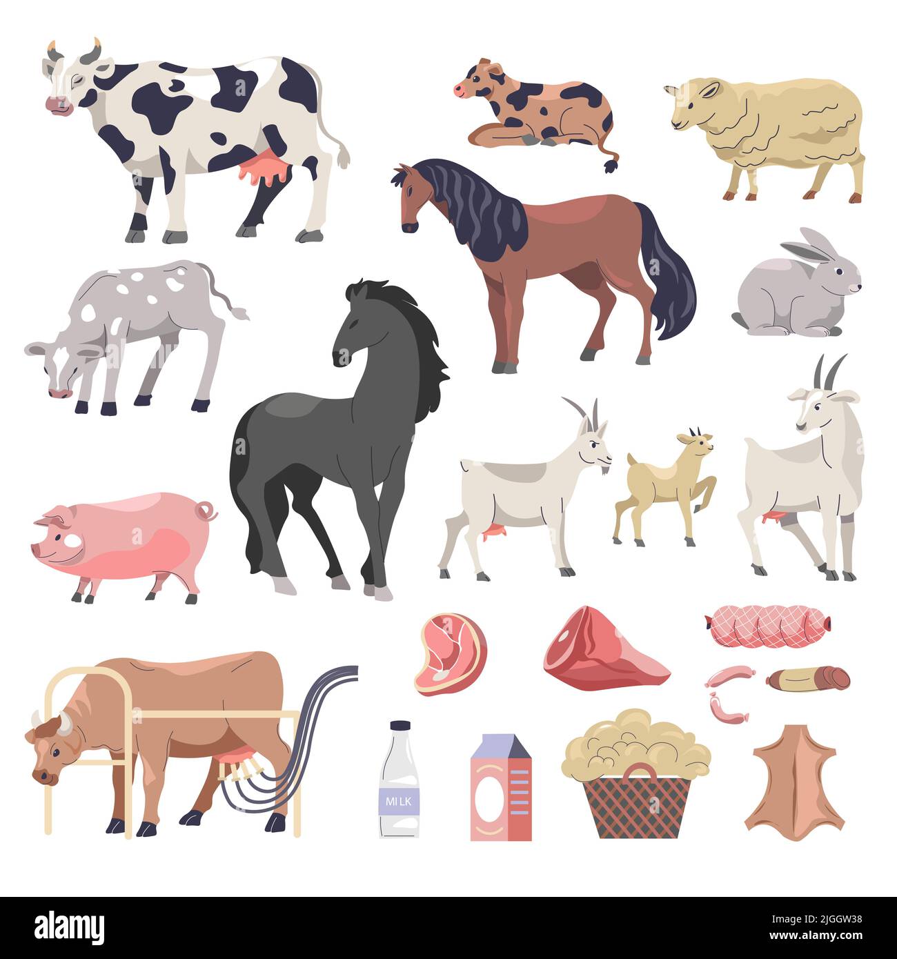 Cattle cows and horses, sheep and goats farms Stock Vector Image & Art ...