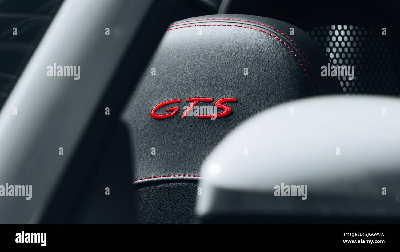 Grey Porsche 718 Boxster GTS Seat Badge Stock Photo - Alamy