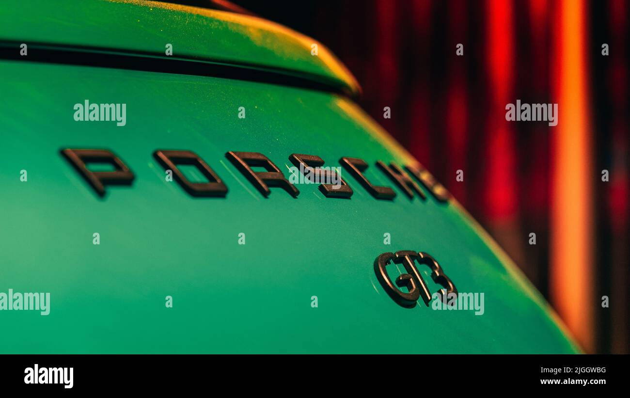 Green Porsche 911 GT3 Rear Badge Stock Photo - Alamy
