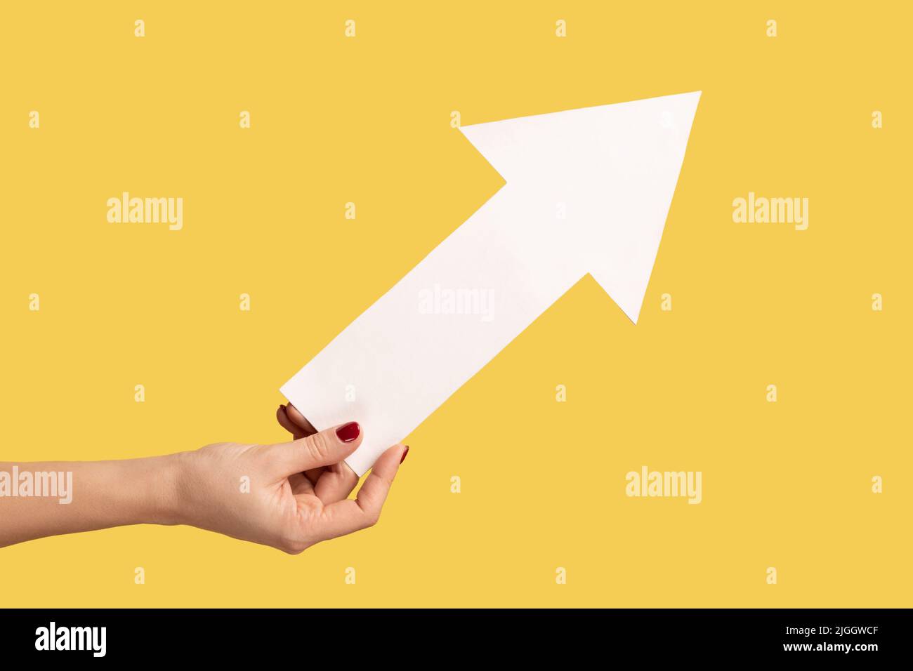 Closeup profile side view of woman hand showing diagonal direction ...