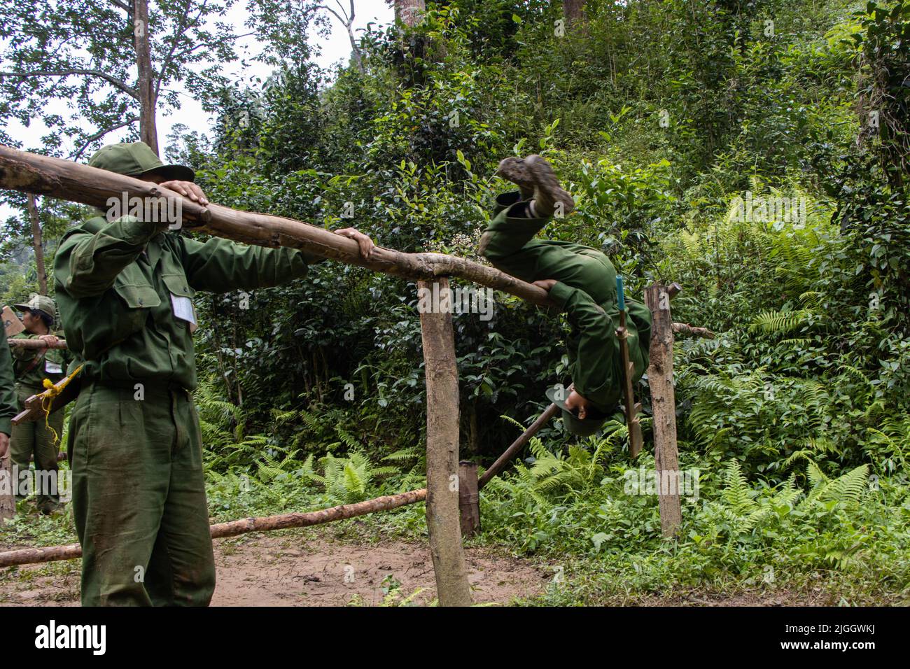Members of the Mandalay Region People's Defence forces (PDF) participate in a training camp. The ...