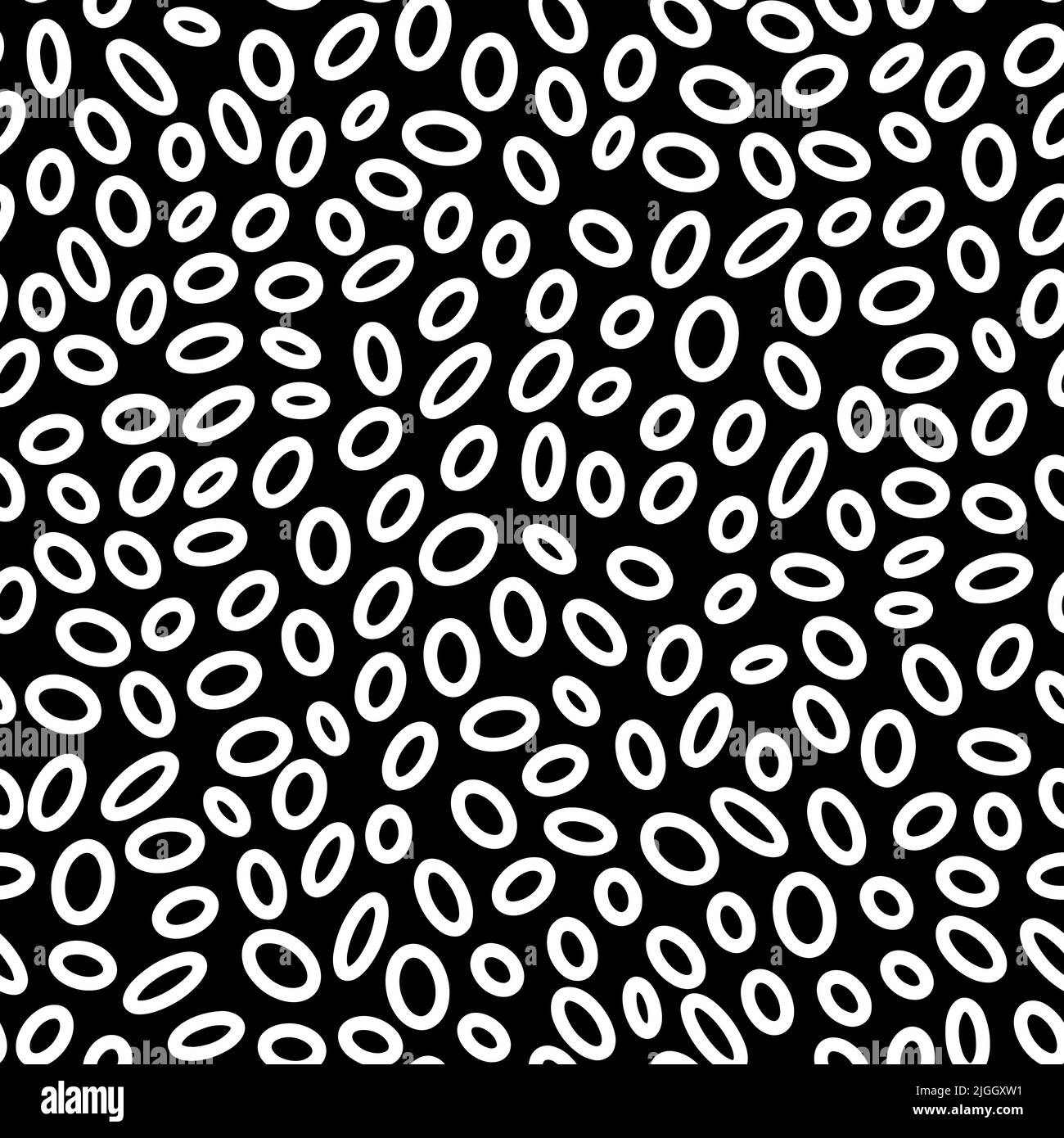 Seamless neutral oval pattern. White hand-drawn rings isolated on black ...