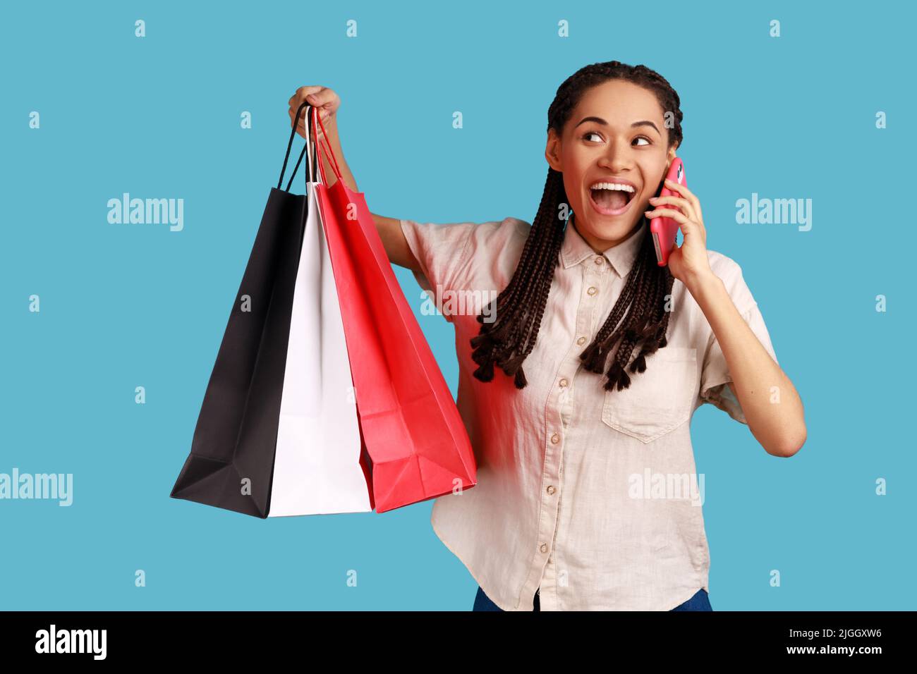 Boasting woman and friend hi-res stock photography and images - Alamy