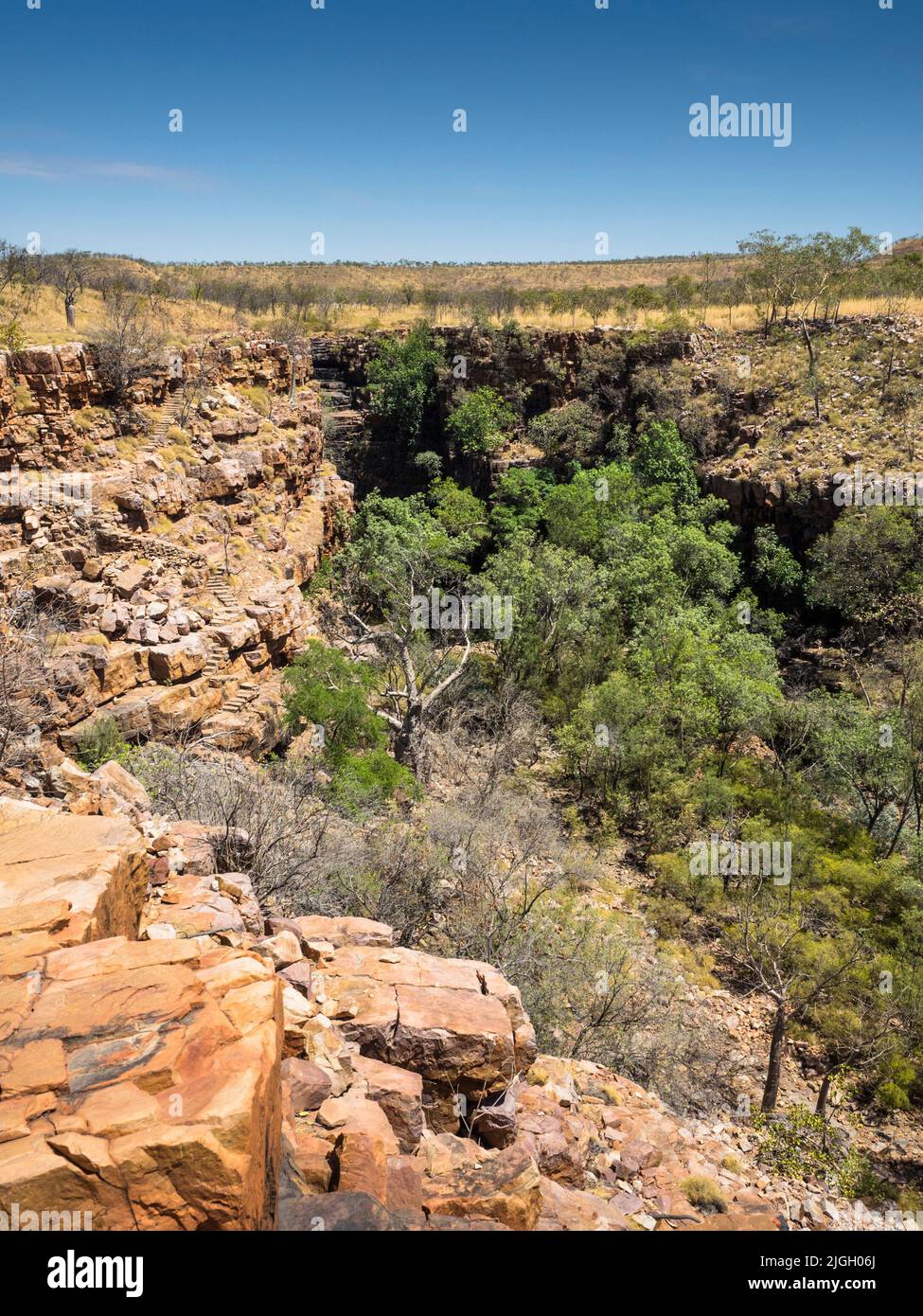 The orange sandstone cliffs of The Grotto, a popular swimming hole and ...