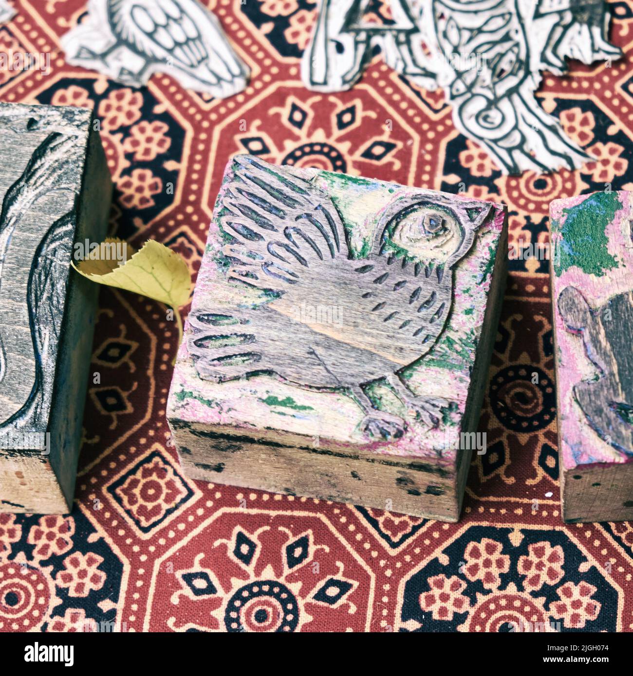 Wooden stamps for medieval ink printing on fabric and vintage clothing ...