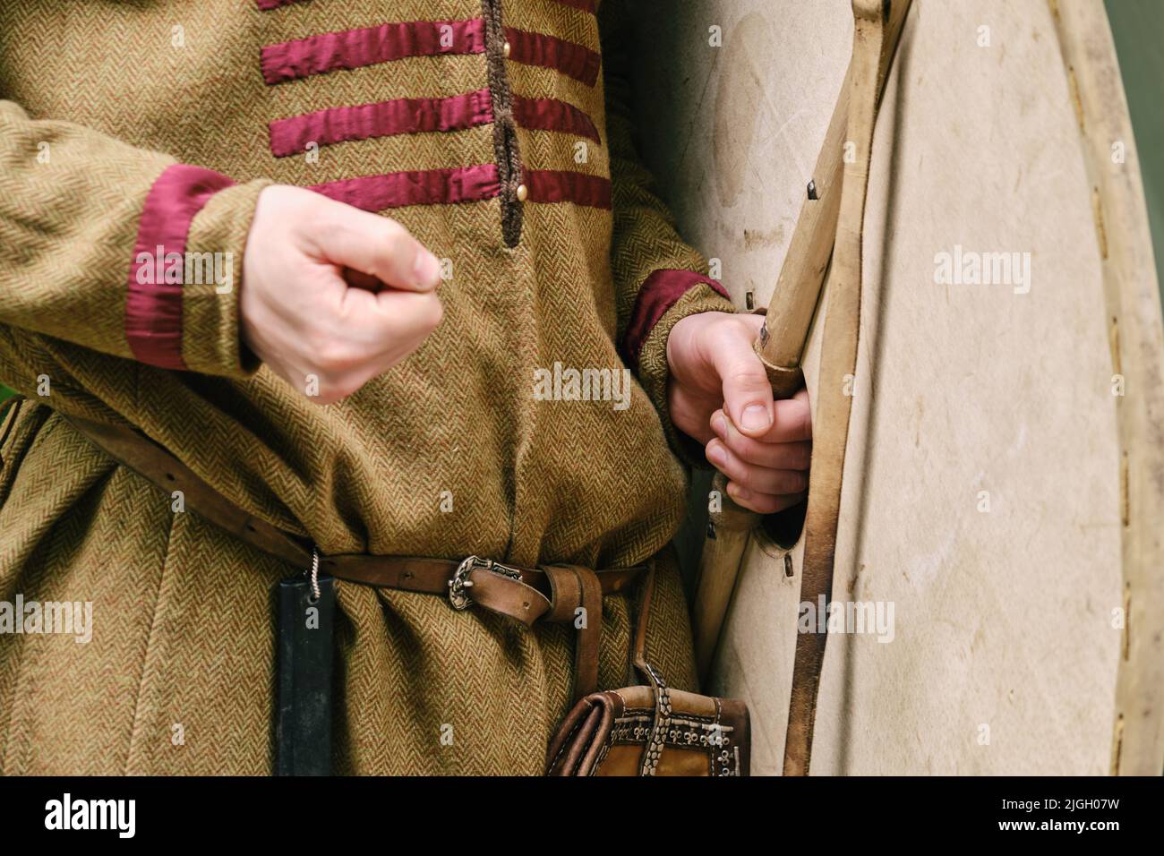 Training in the use of medieval shields to protect warriors in war ...