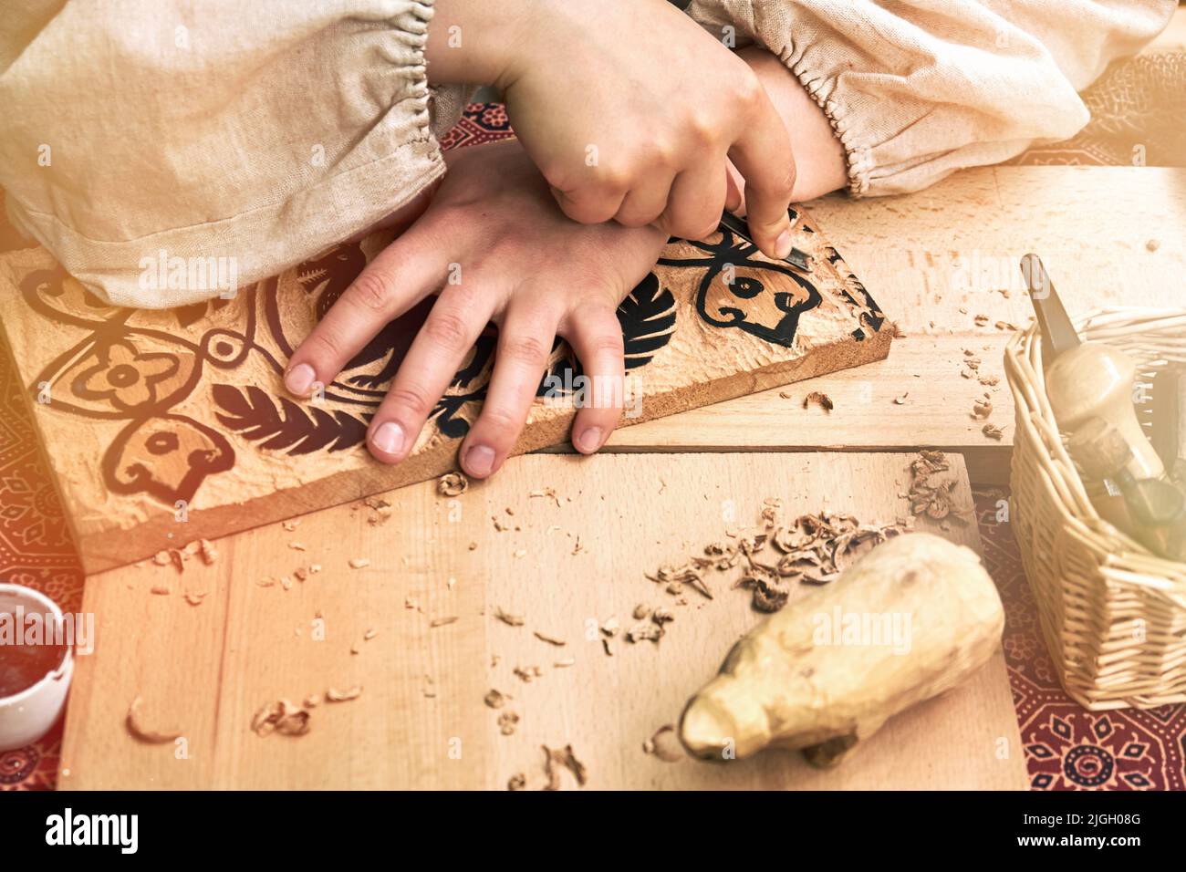 Wooden stamps for medieval ink printing on fabric and vintage clothing ...