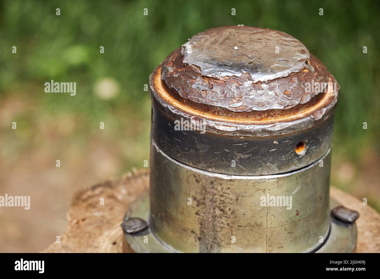 Coinage of ancient Roman coins made of metal on a retro press ...