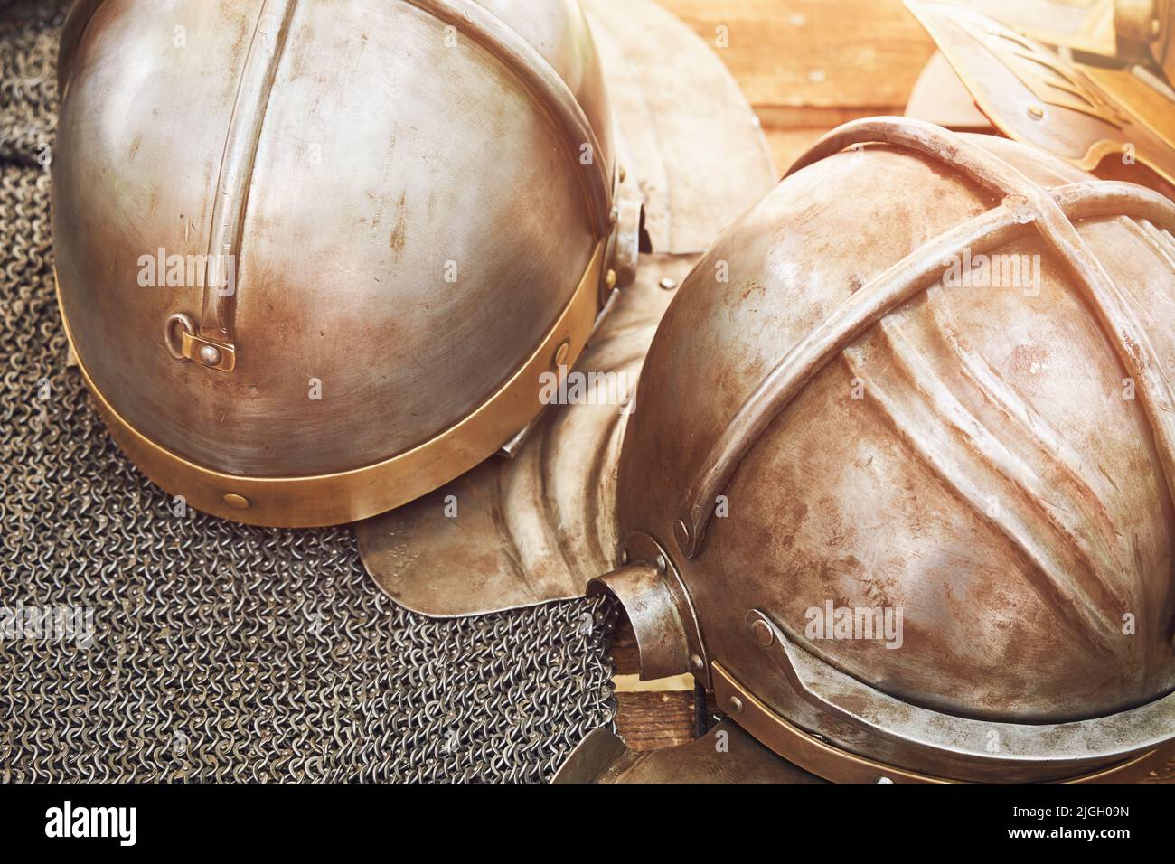 Ancient Roman vintage soldier helmet, armor to protect the head in ...