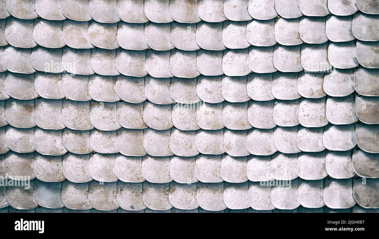 Ancient Roman retro chain mail made of metal plates, vintage scaly ...