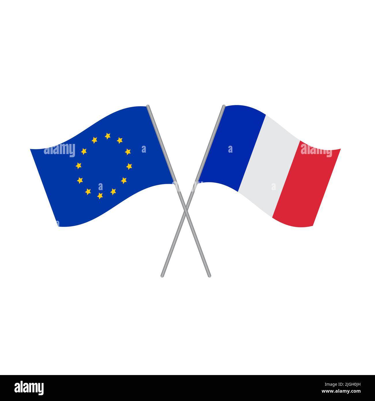 European Union and French flags vector isolated on white background ...