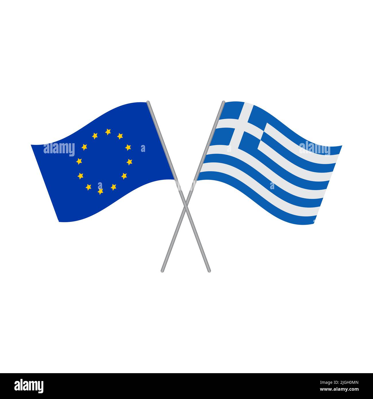 European Union and Greek flags vector isolated on white background ...