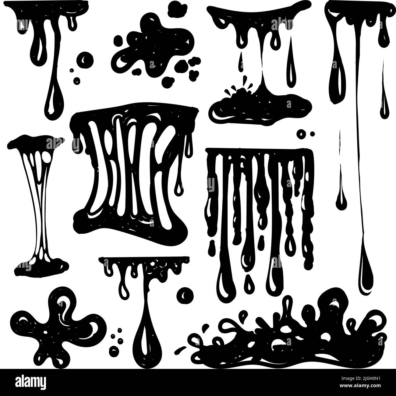 A set for working with blobs. Doodle style drawn elements. Black ...