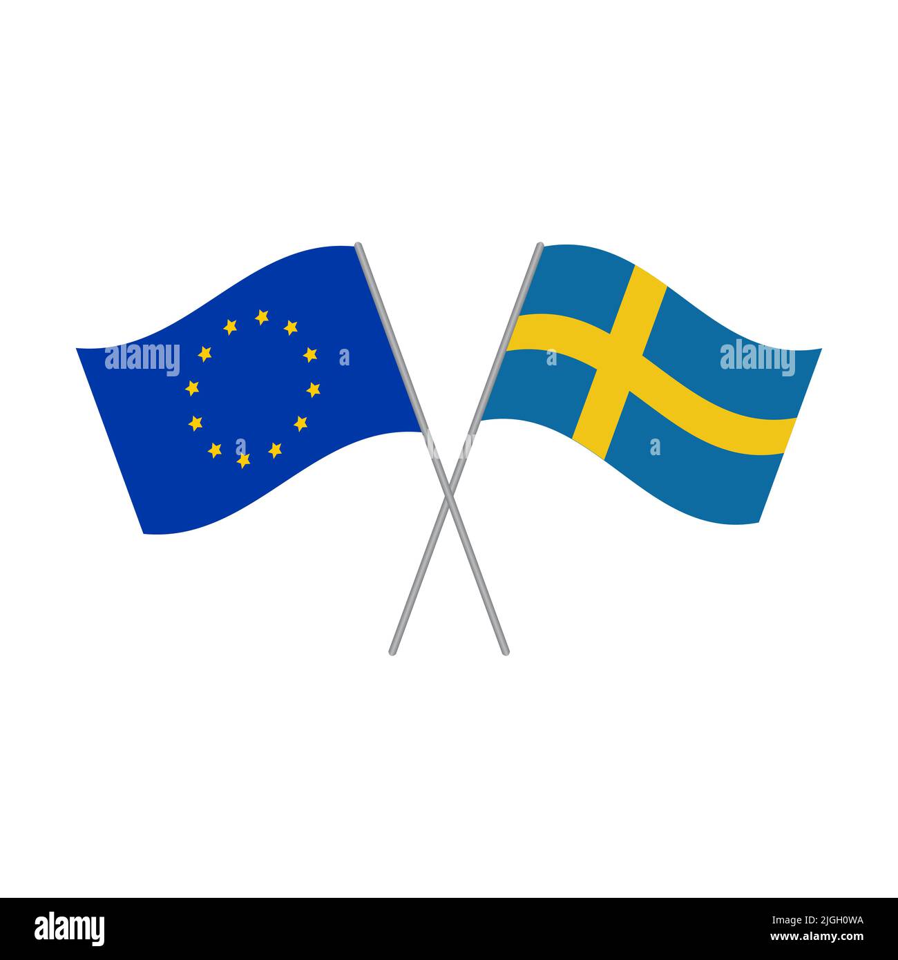 European Union and Swedish flags vector isolated on white background ...