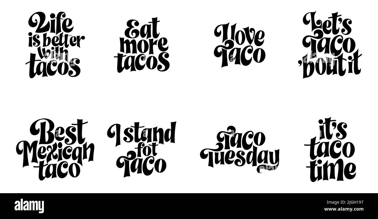 Food taco quote design in typography banner, card template. Mexico ...