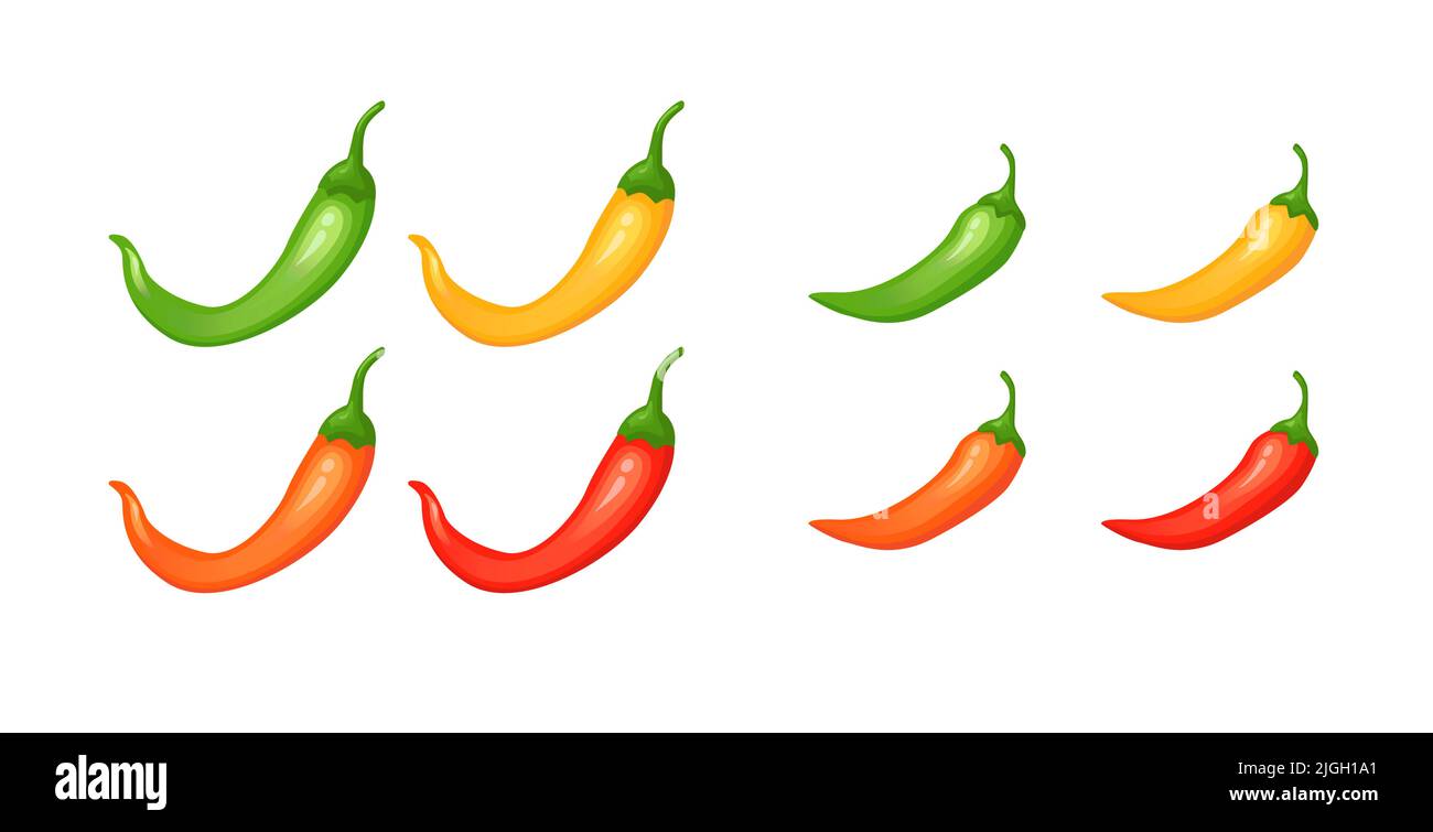 Chilli pepper spicy food level. Hot scale indicator with mild, medium ...