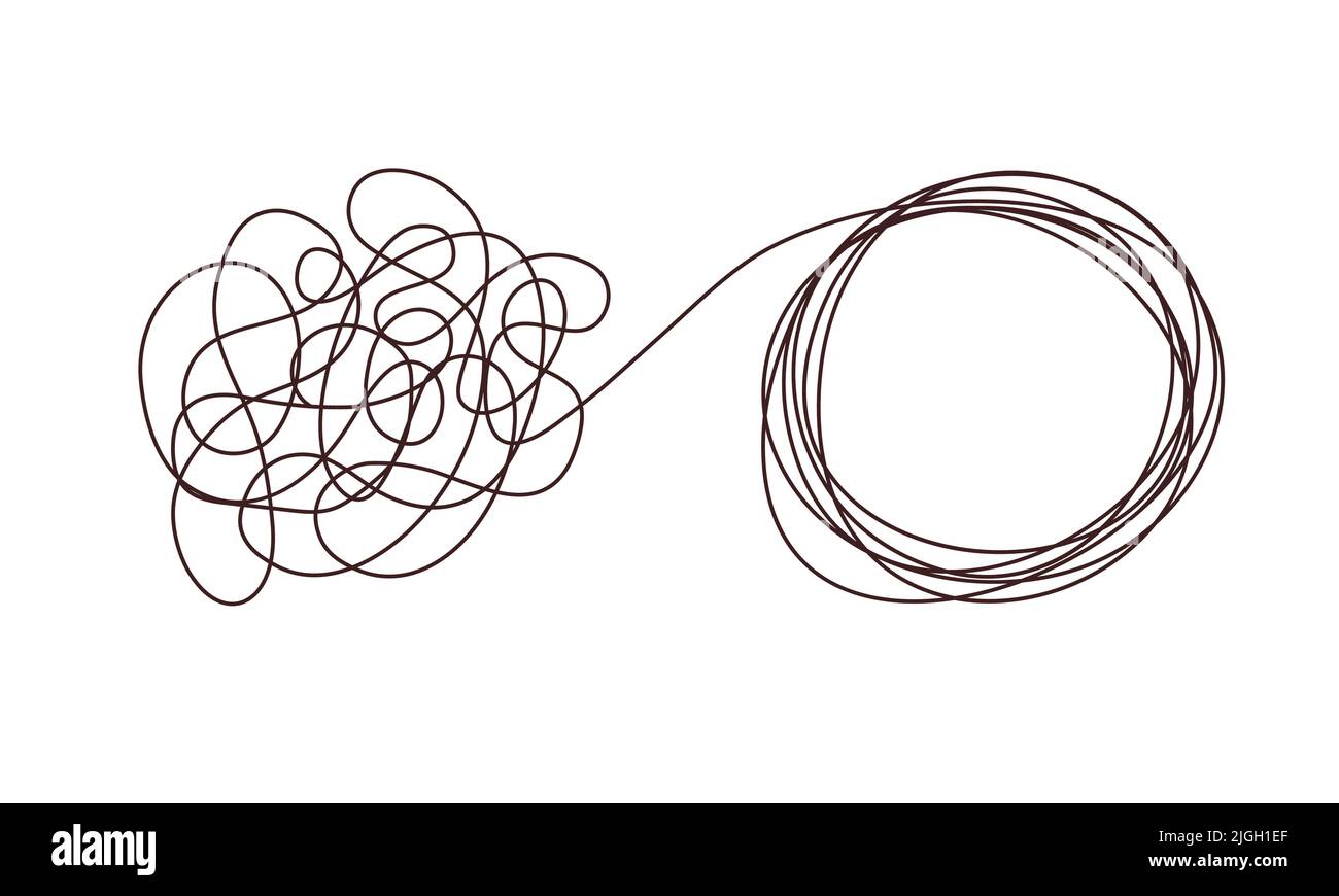 Tangle chaos, psychoterapy concept. Business design in one line, order ...