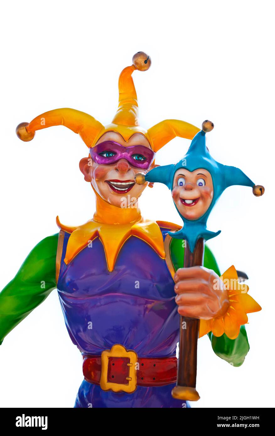 Jester with white background. The Jester sculpture on the Riverwalk in ...