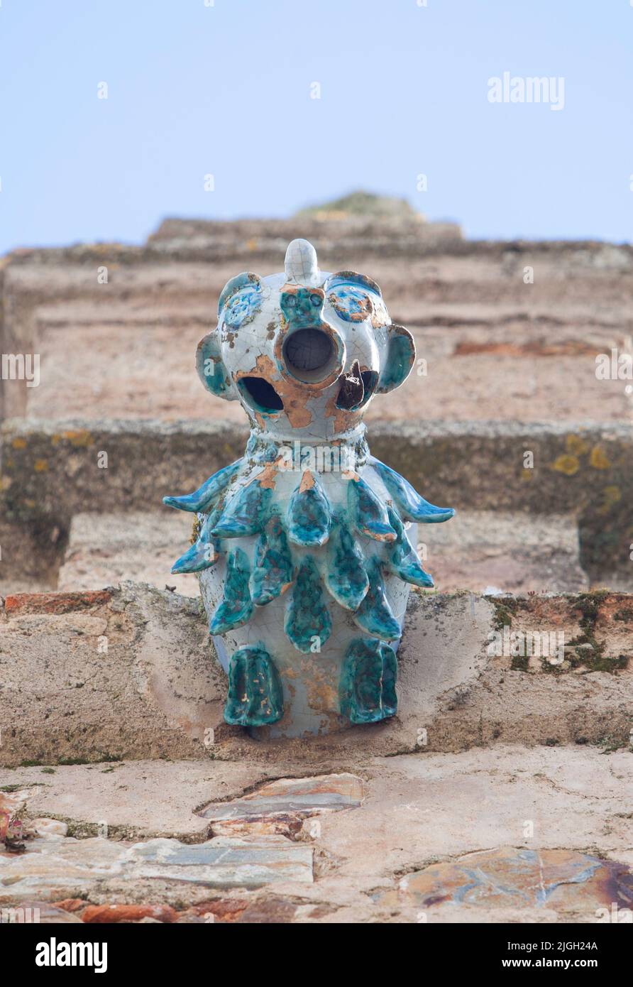 Porcelain gargoyle of Palace of Weathervanes, Caceres historic quarter ...