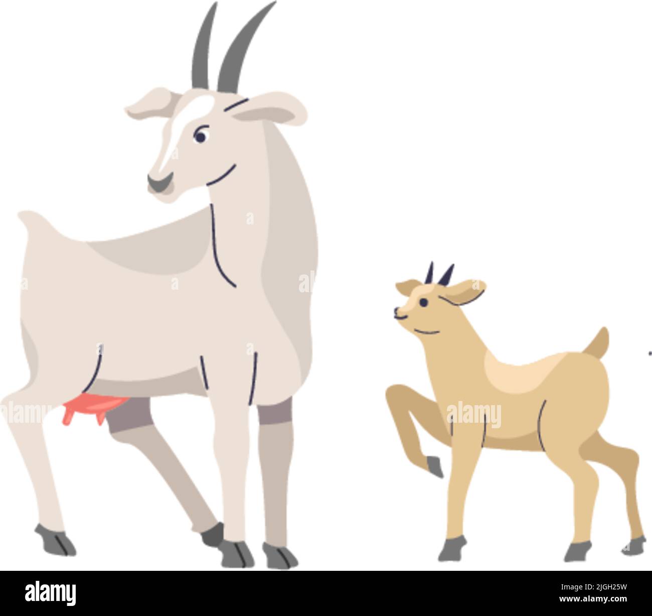 Goat and goatling, farming and domestic animals Stock Vector Image ...