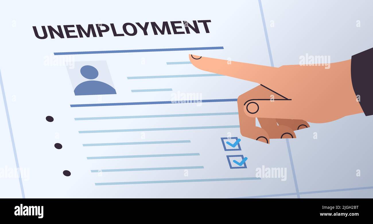 hand filling unemployment benefit form paper work crisis jobless ...