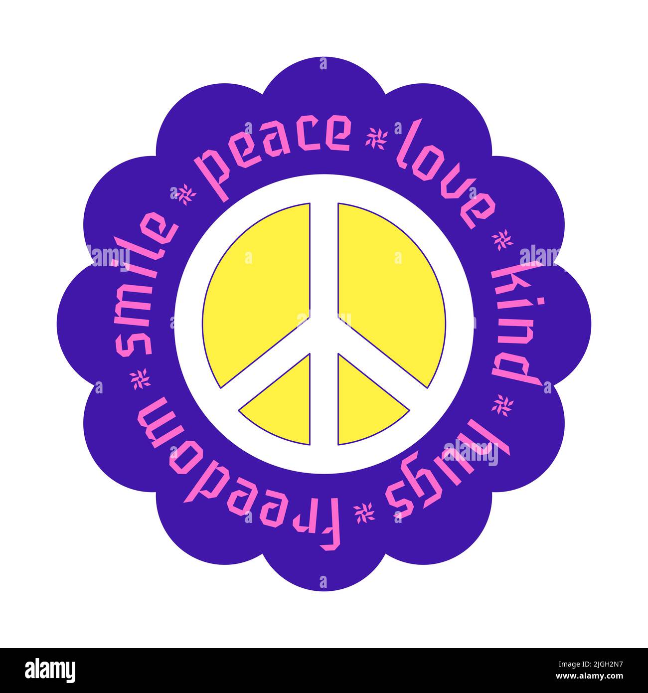 Y2K patch. A sticker with a symbol of peace and the words - Love, kind ...