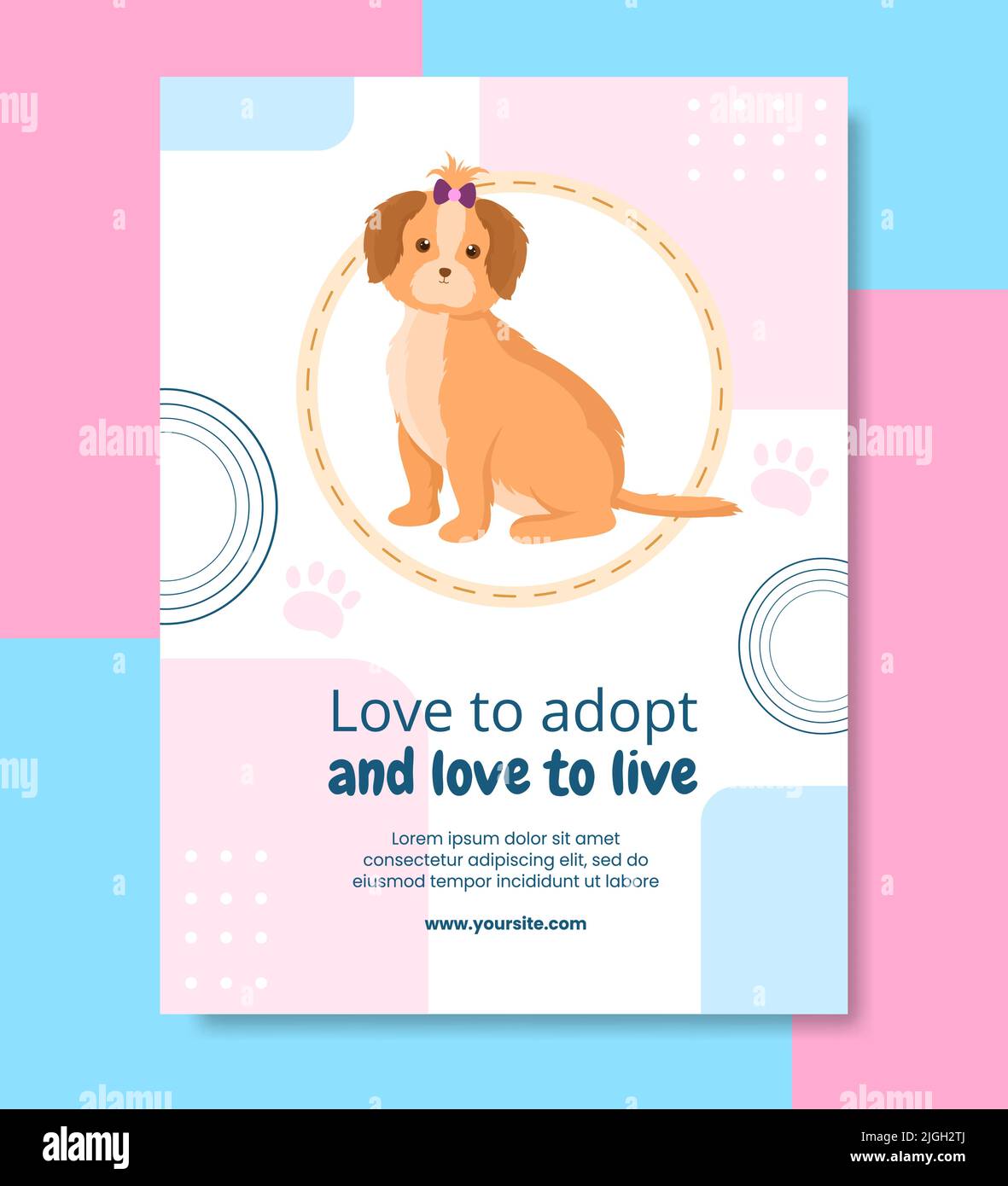 Animal shelter Poster Template Flat Dog Cartoon Background Illustration ...