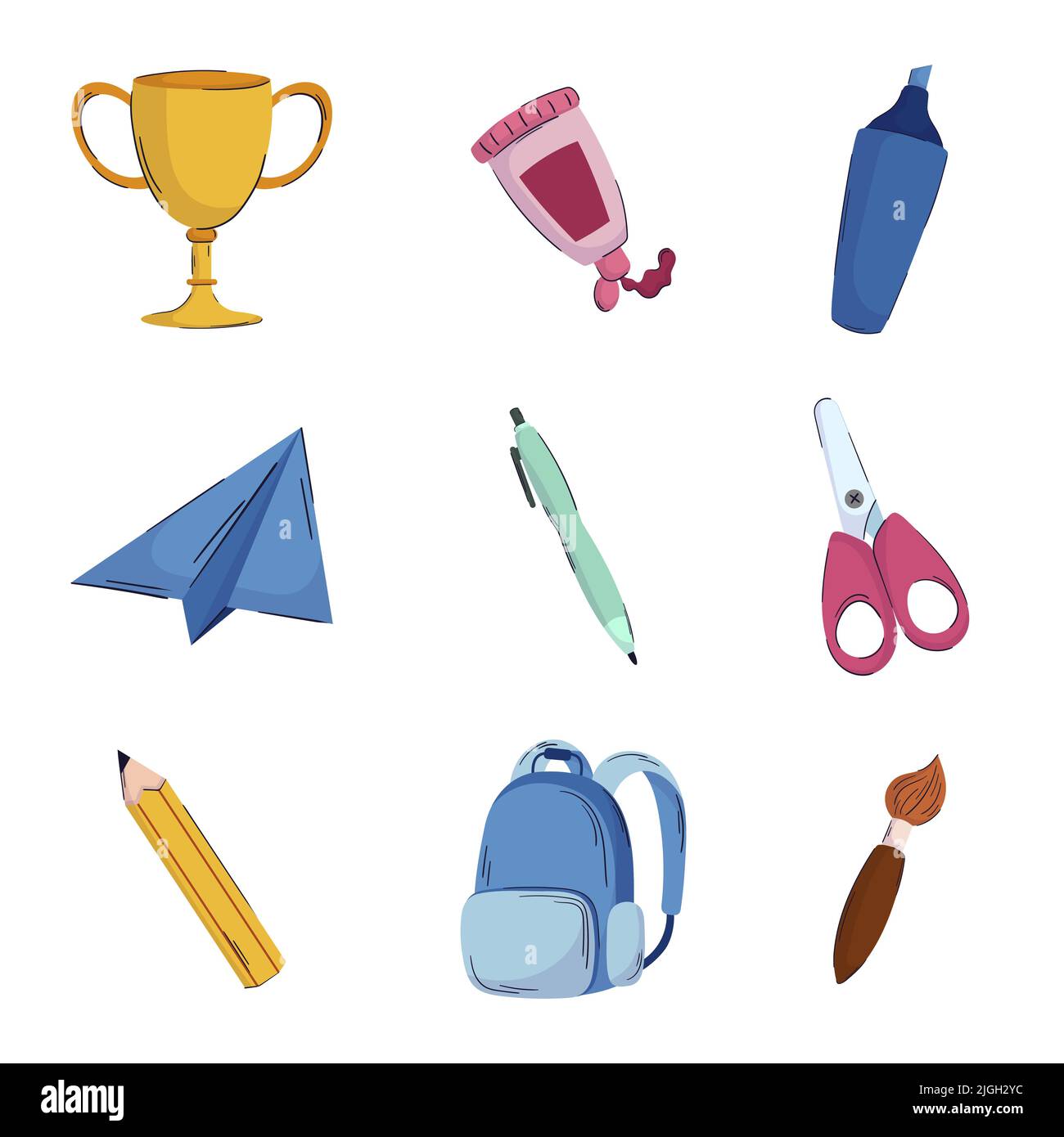 Flat back to school elements set Stock Vector Image & Art - Alamy