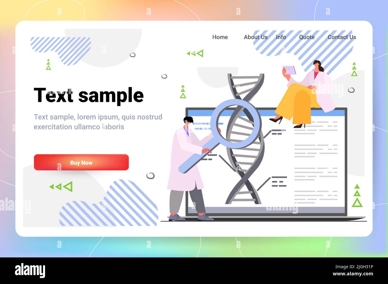 scientists team analyzing DNA on laptop screen through magnifying glass ...
