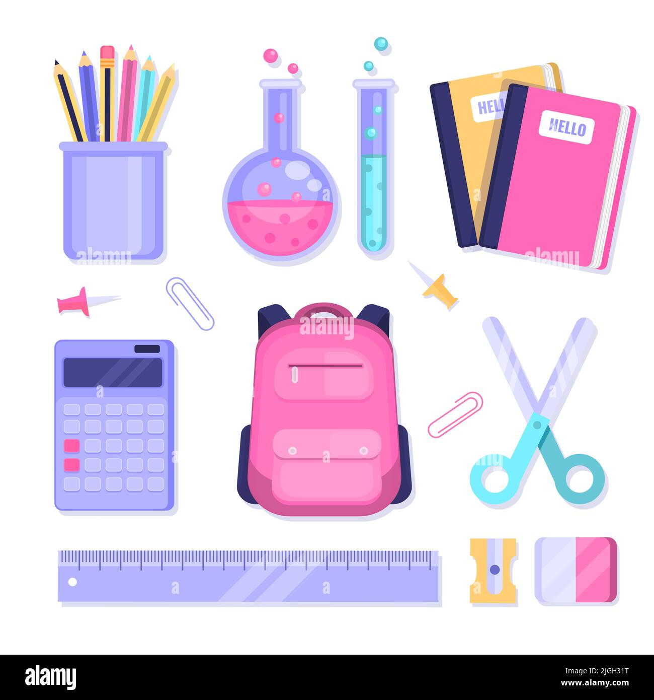 Space elements colorful flat Cut Out Stock Images & Pictures - Alamy