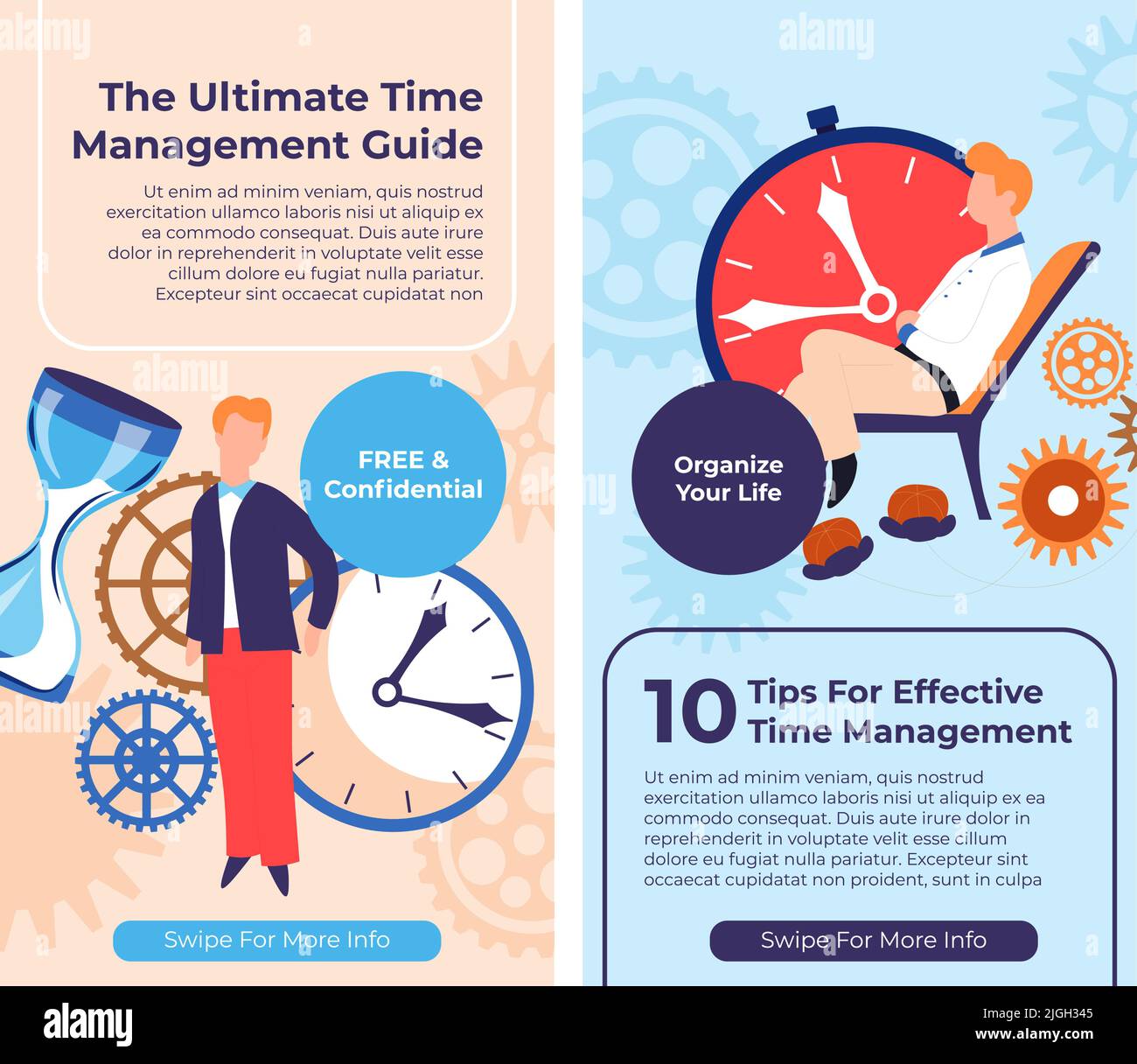 Ultimate time management guide, tips on website Stock Vector Image ...