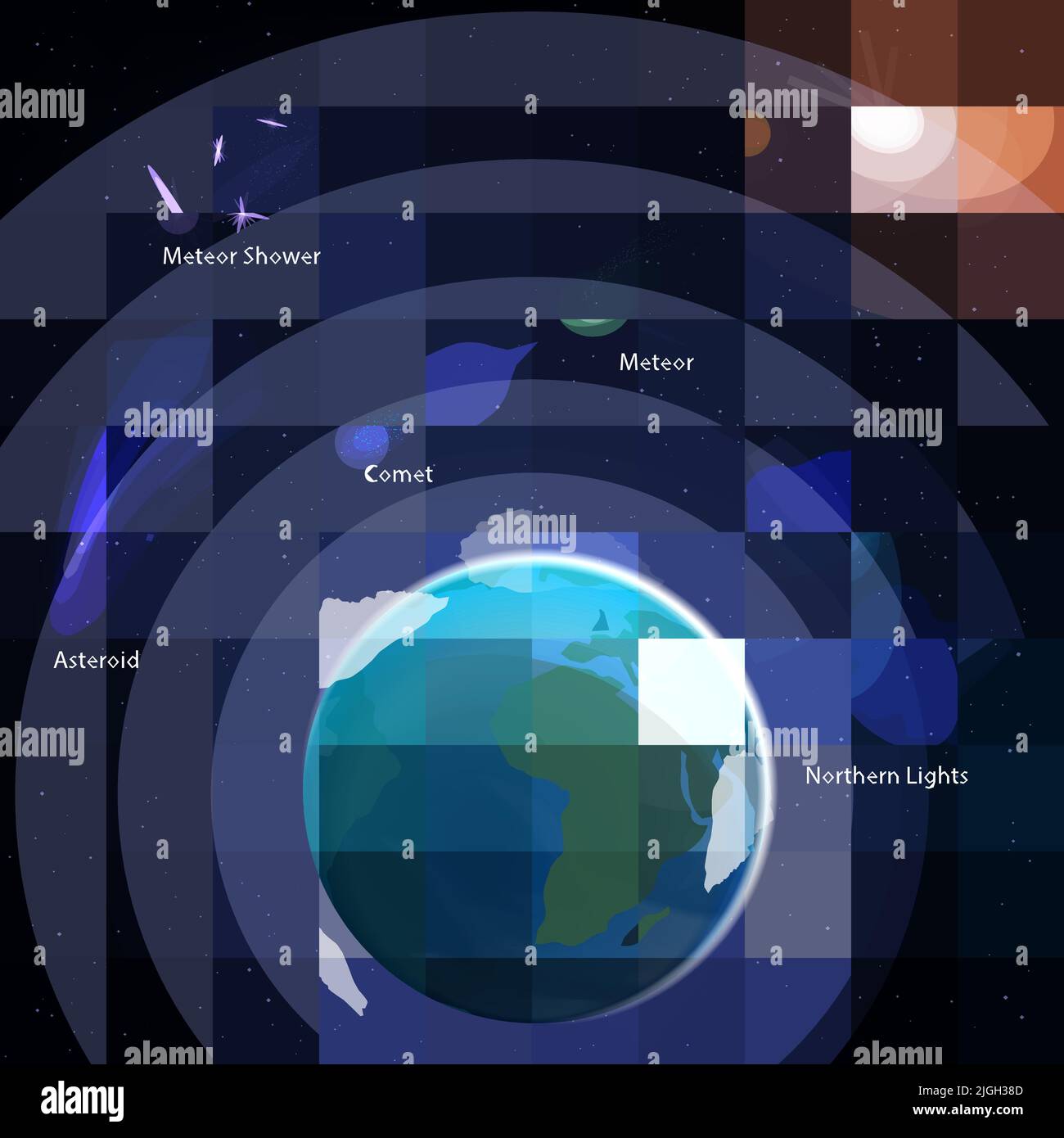 Atmosphere infographics realistic composition with cosmic view of earth ...