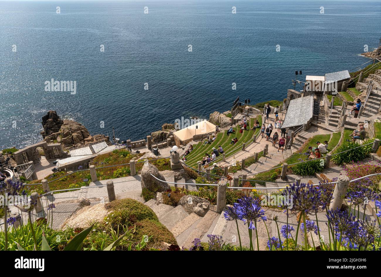 The Minack Theatre open air theatre, perched on the Cornish cliffs ...