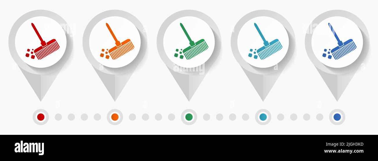Broom, cleaning concept vector icons, editable infographic template ...