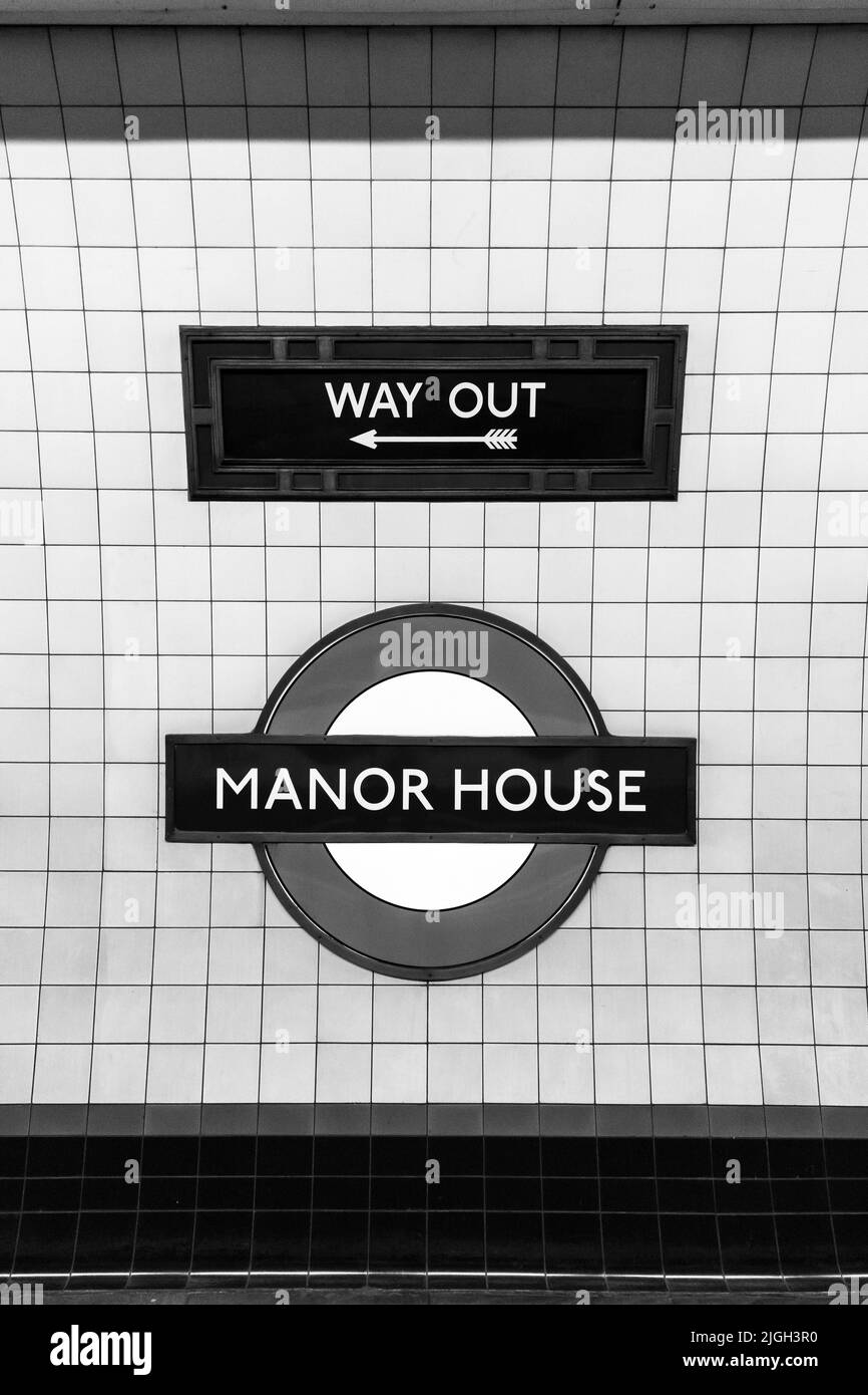 Manor House London Tube sign in the underground Stock Photo - Alamy