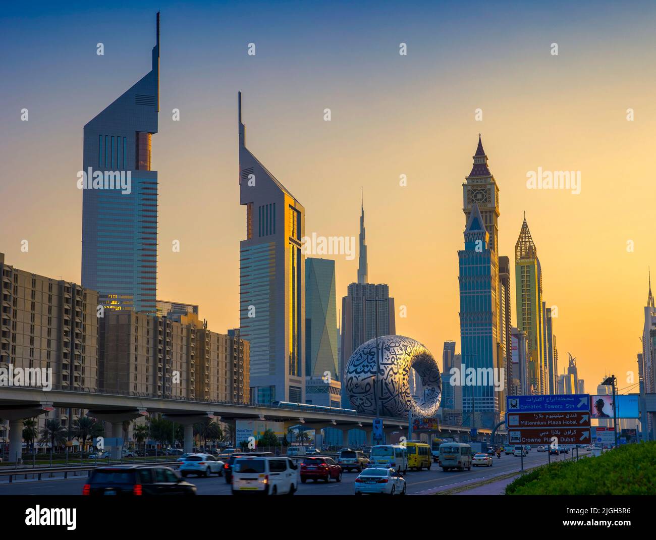Dubai, UAE, 18 November 2020: The Museum of the Future Dubai at sunset ...