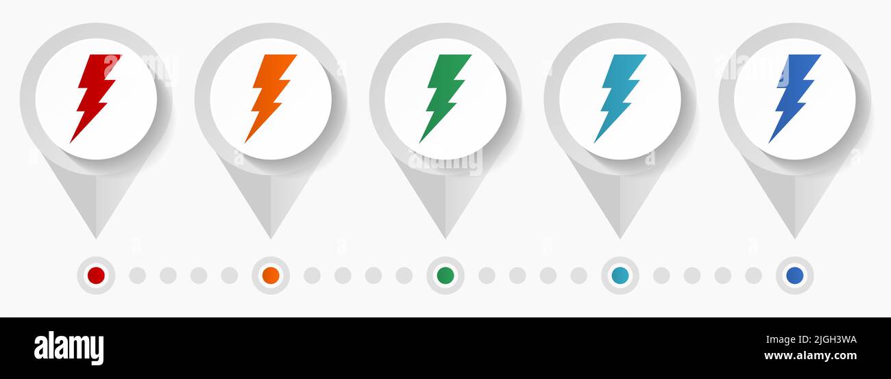 Bolt, electricity concept vector icons, editable infographic template ...