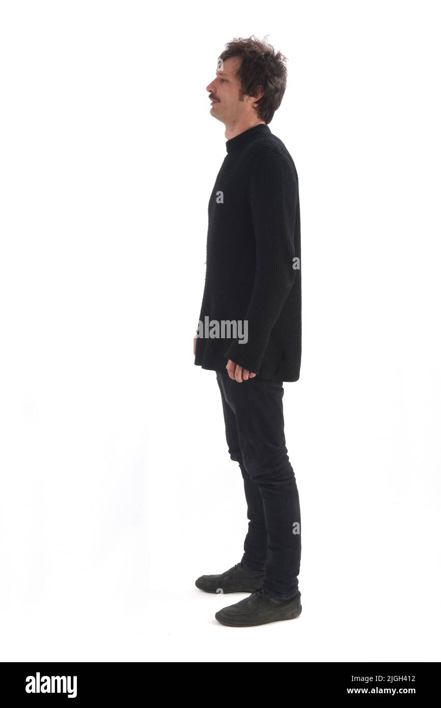 side view of a man isolated on white background Stock Photo - Alamy