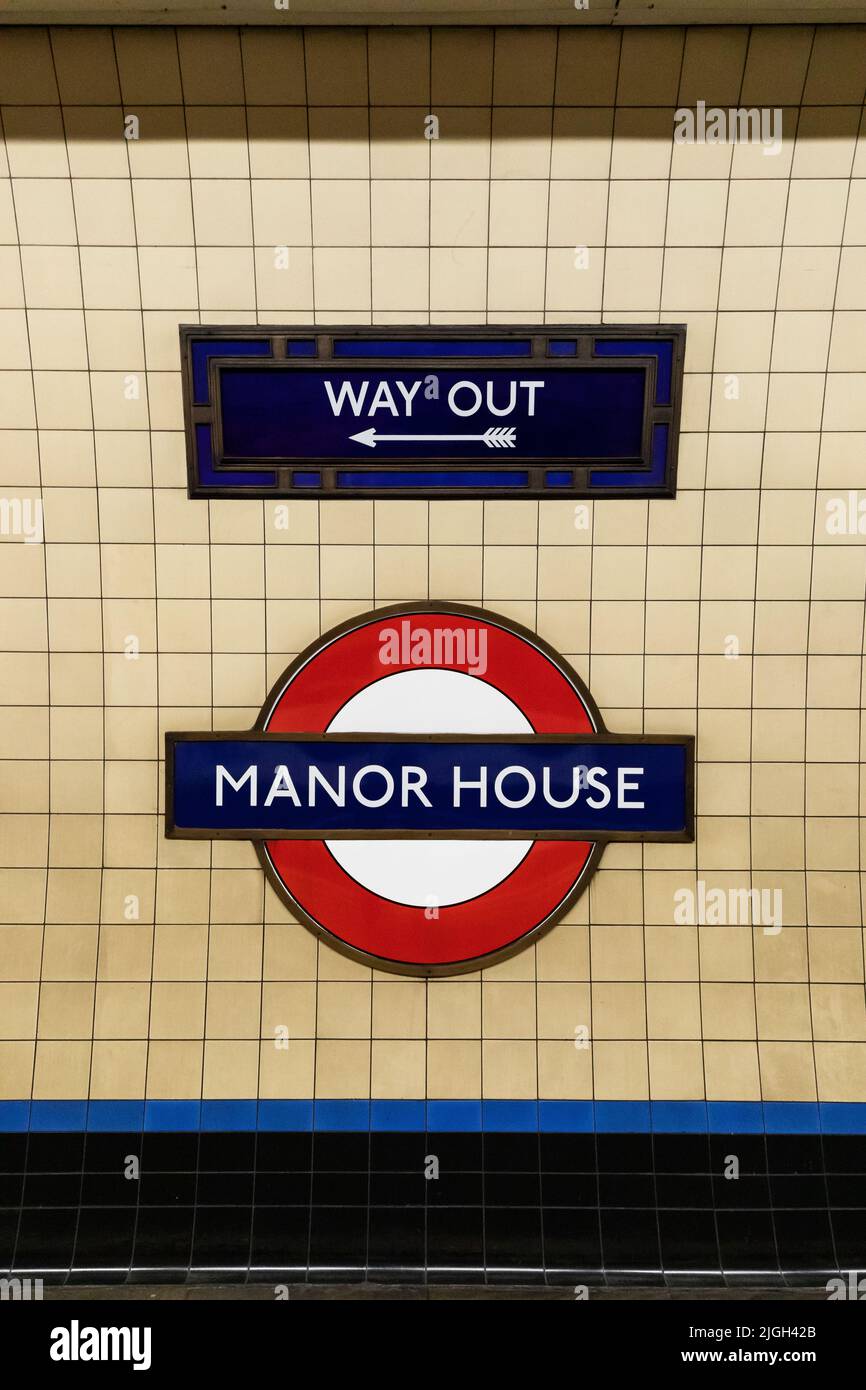 Manor House London Tube sign in the underground Stock Photo - Alamy